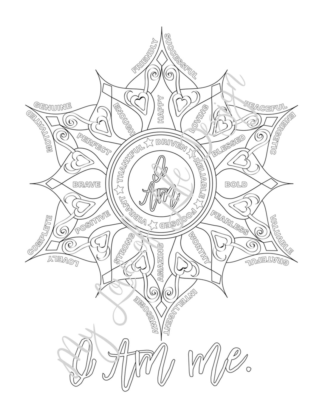 Inspirational Coloring Page – I Am Me - Etsy