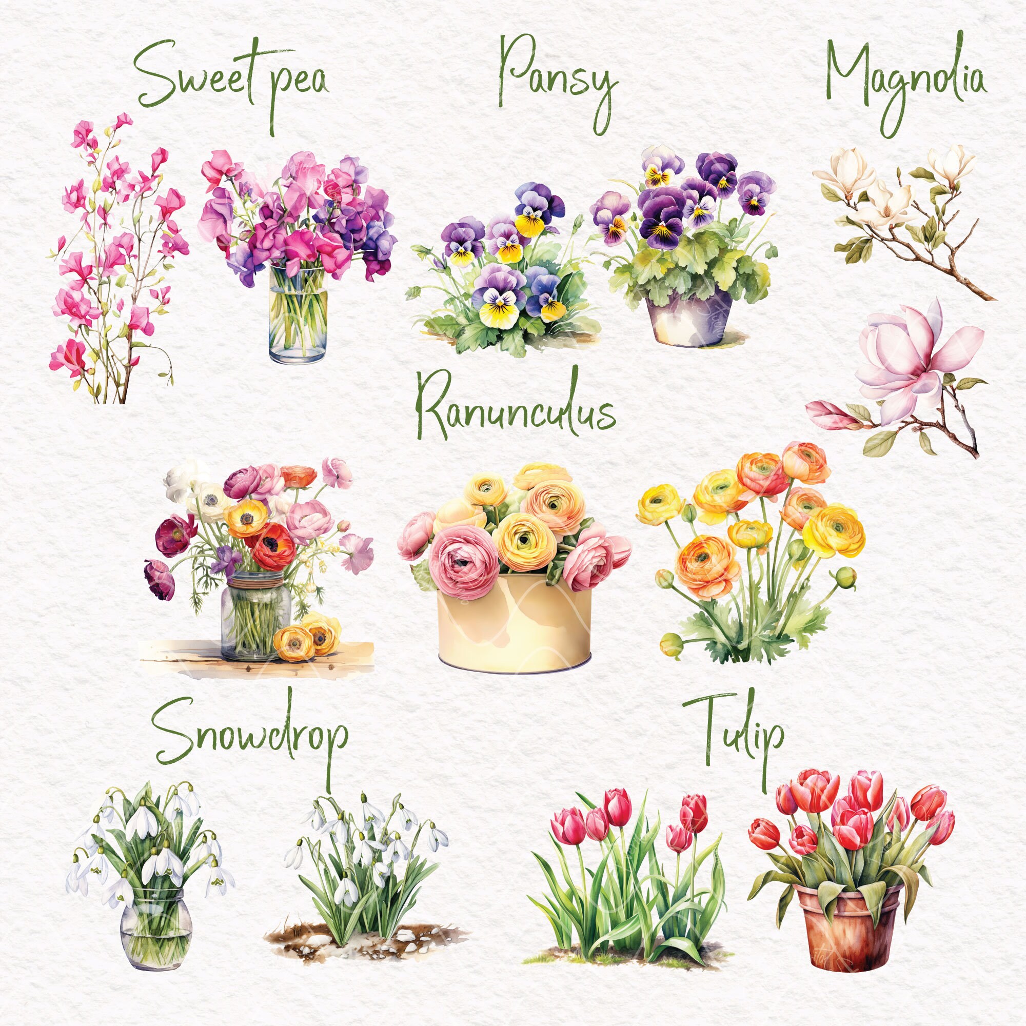 Spring Garden Png-watercolor Springtime Clipart-garden Flowers Png ...