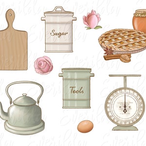 Cottagecore Baking Aesthetic Clipart Set Hand Drawn Old - Etsy
