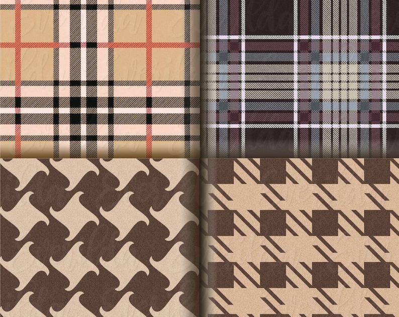 Dark Academia Digital Texture, Tartan Houndstooth Plaid Digital Paper ...
