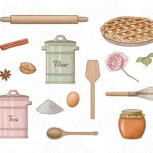 Cottagecore Baking Aesthetic Clipart Set Hand Drawn Old - Etsy
