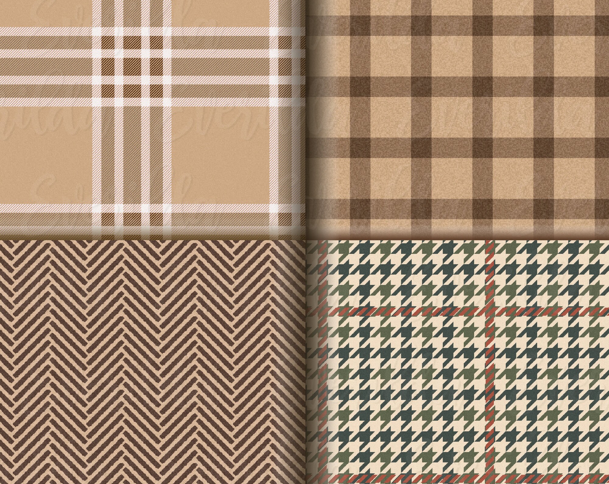 Dark Academia Digital Texture, Tartan Houndstooth Plaid Digital Paper ...