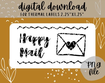 Happy Mail Bundle Thermal Sticker PNG, Thermal Printer Label, PNG ...