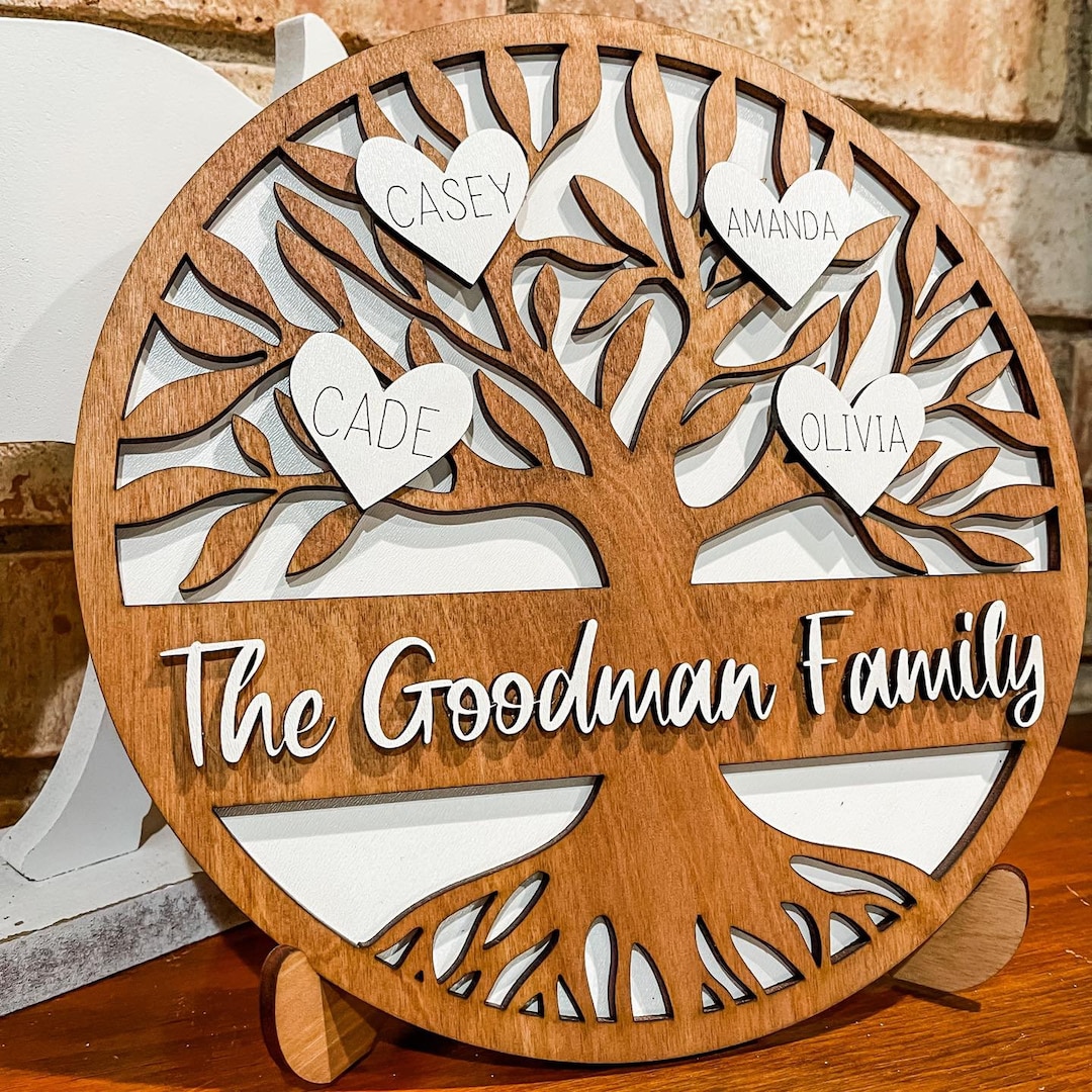 Family Tree Hearts Stand Display Home Decor - Etsy