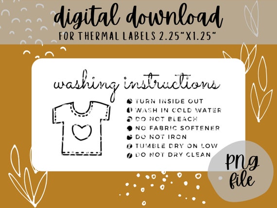 Shirt Washing Instructions Label PNG | Etsy