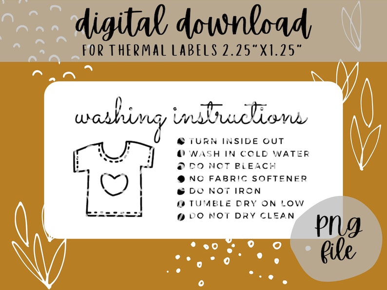 Shirt Washing Instructions Label PNG - Etsy