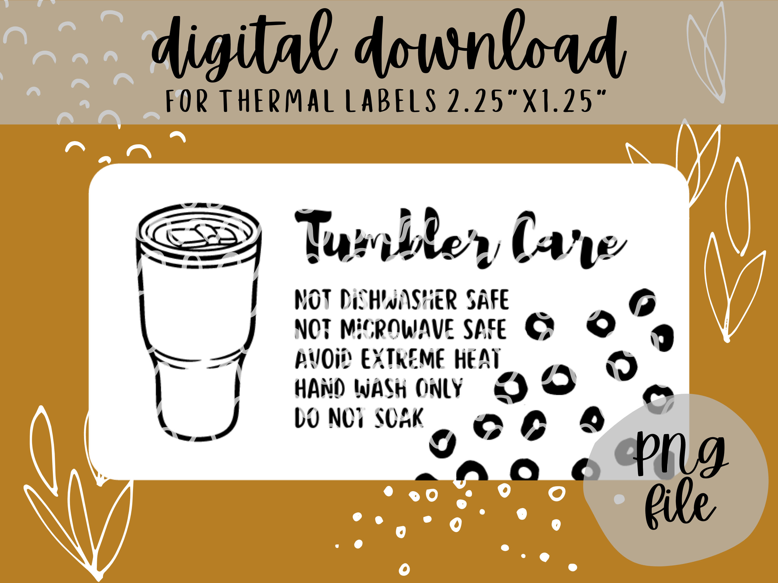 Tumbler Care Label PNG - Etsy