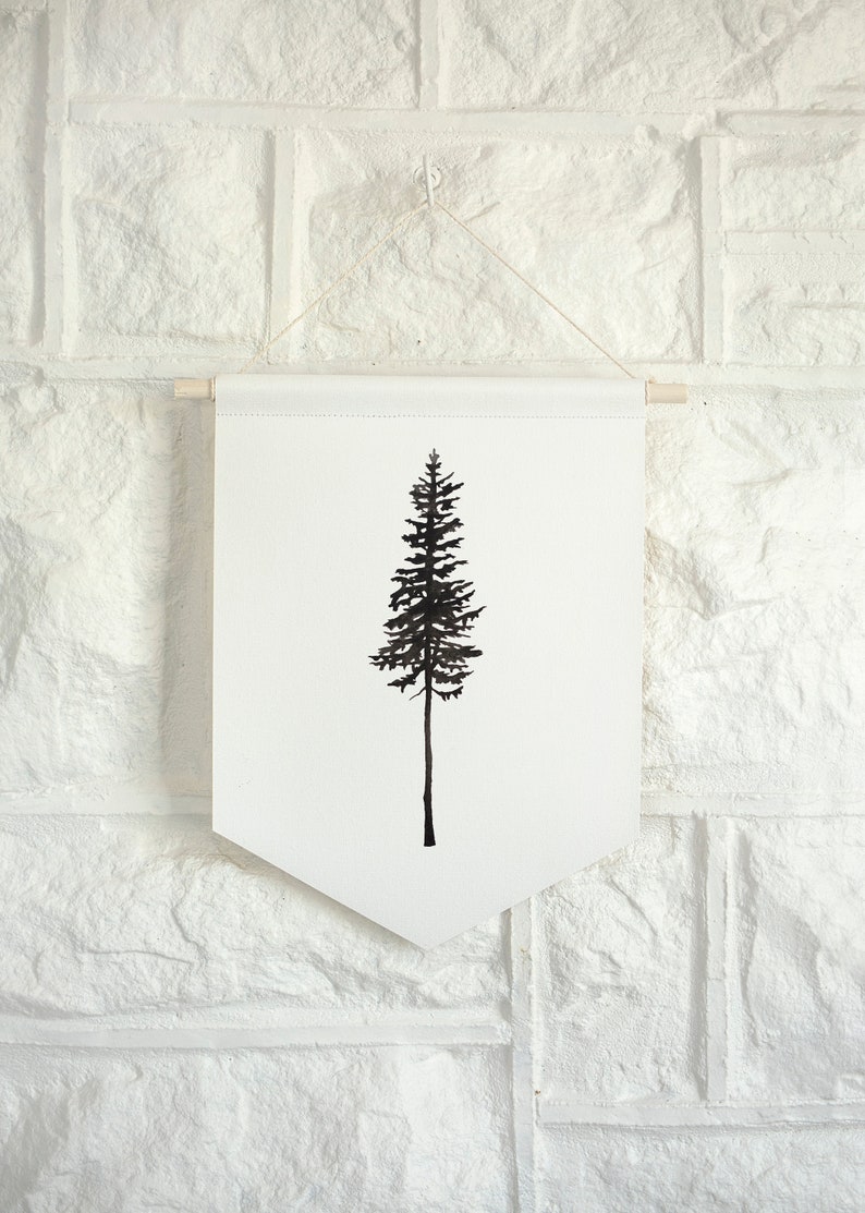 Skinny Pine Tree Pennant Tree Silhouette Watercolor Wall - Etsy