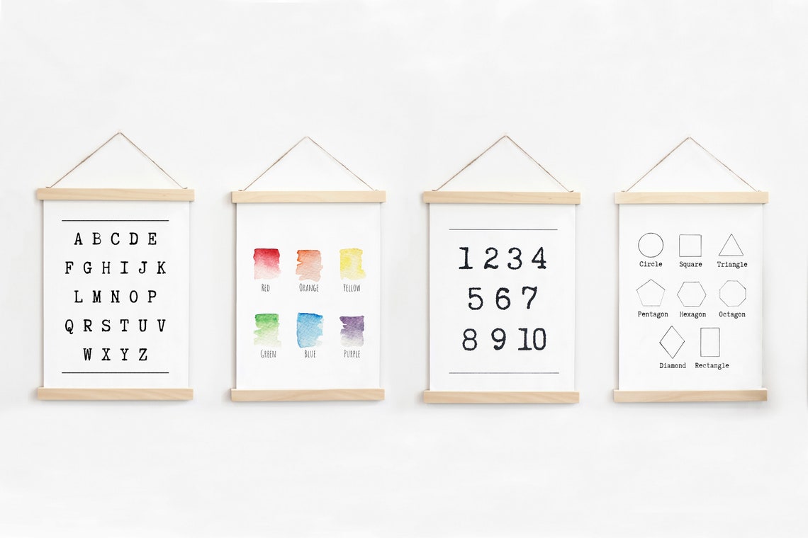 Numbers 1-10 Hanging Canvas Educational Wall Art Wooden - Etsy