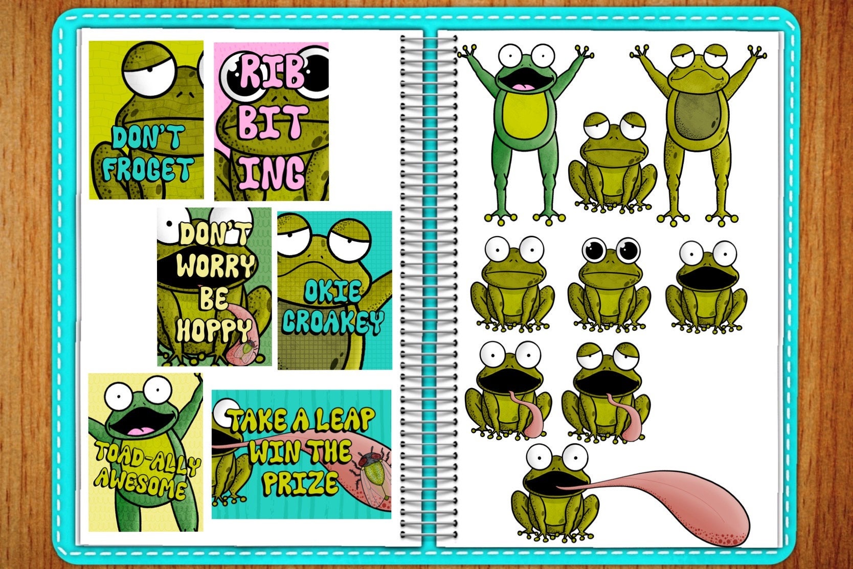 Frolicking Frogs Digital Sticker Set - Etsy