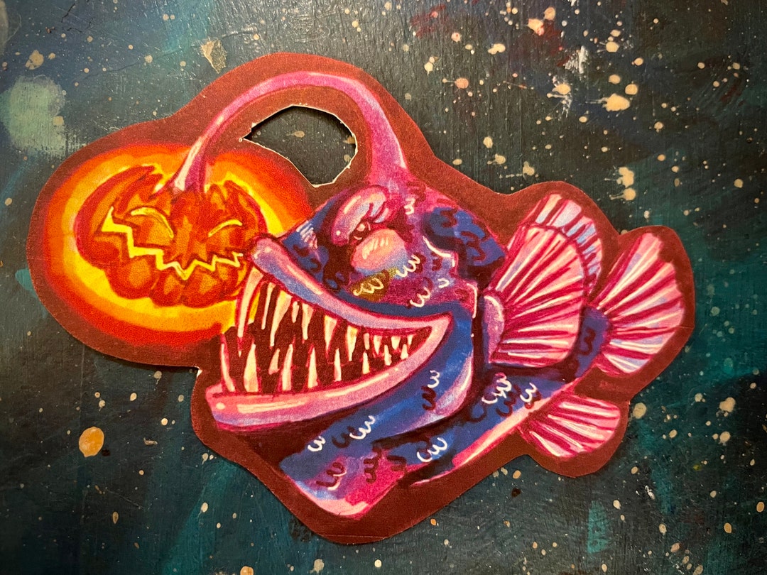 Jack O’ Lantern Angler Fish Matte Waterproof Sticker 3.5 In - Etsy