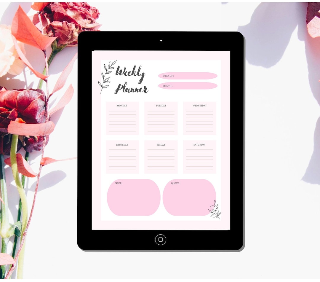 Weekly Planner, Printable Planner, Digital Planner Printable, Pink ...