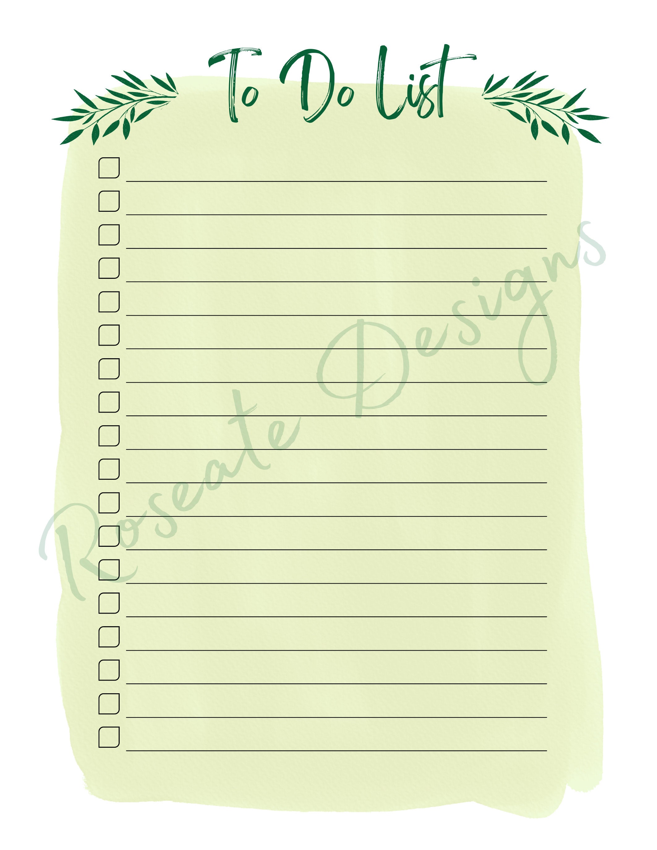 To Do List, Printable to Do List, Digital Planner Printable, Green ...