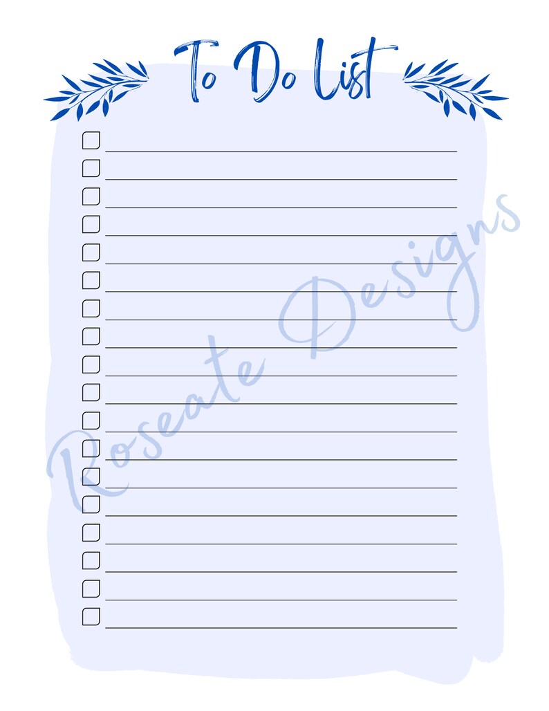 To Do List, Printable to Do List, Digital to Do List Printable, Blue ...