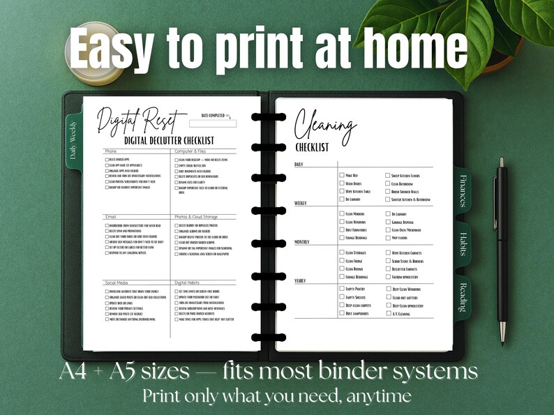 Printable Cleaning Checklist Pages, Printer Friendly A4 A5 PDF Inserts ...