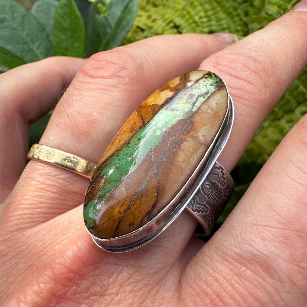 Royston Ribbon Turquoise Ring: Sterling Silver Boho Statement Ring, US ...