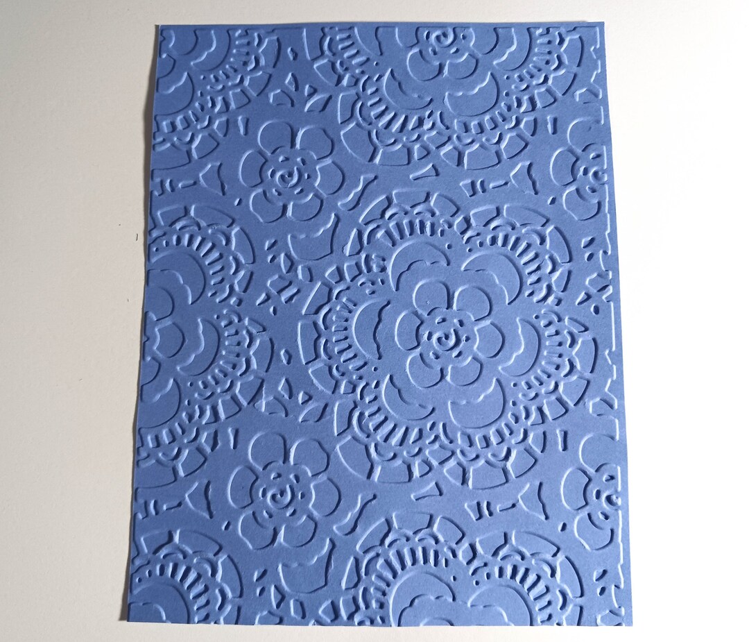 DESTASH 5 Embossed Blue Lace Pattern Card Front, Card Topper, Cardstock ...