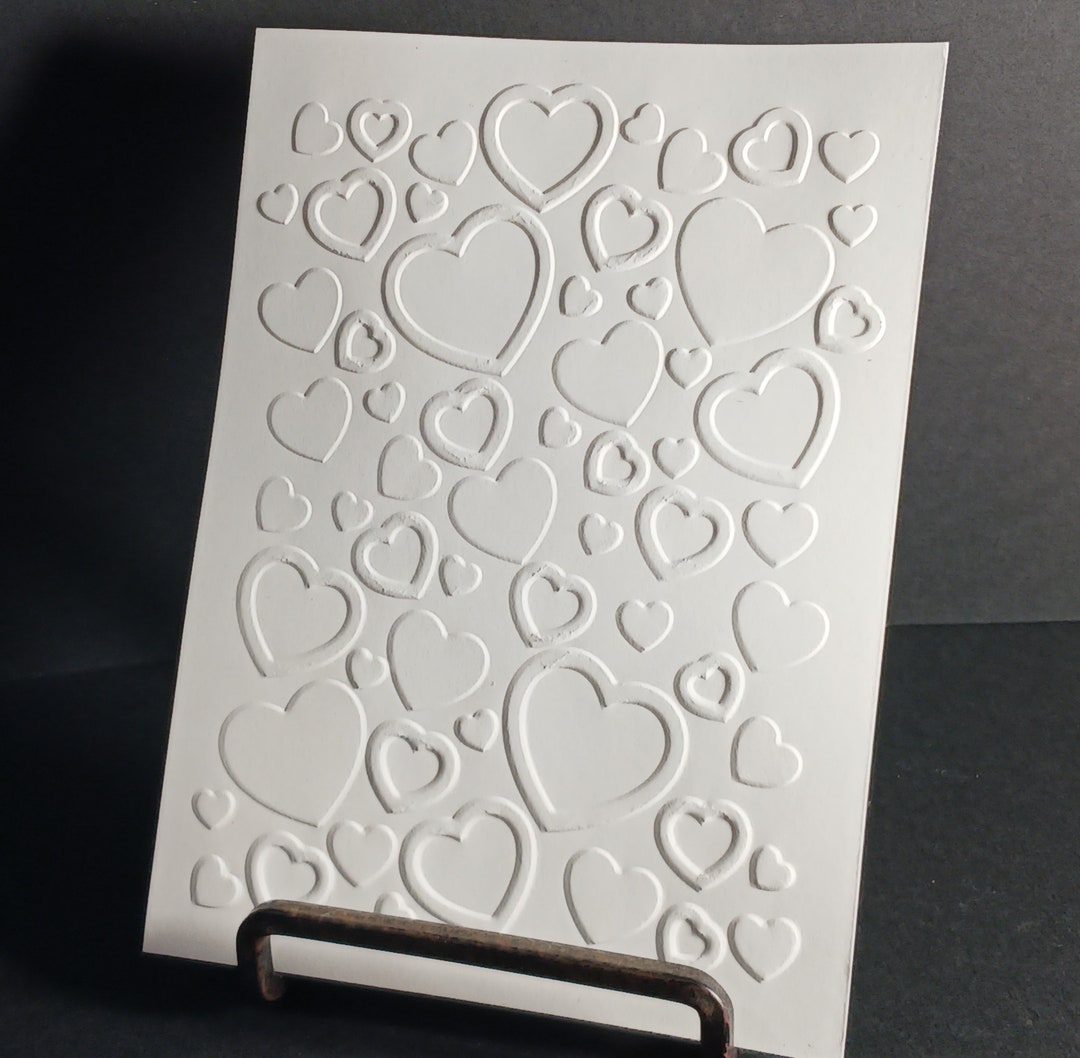 Embossed Hearts Card Front, Card Topper, Cardstock Paper Sheet ...