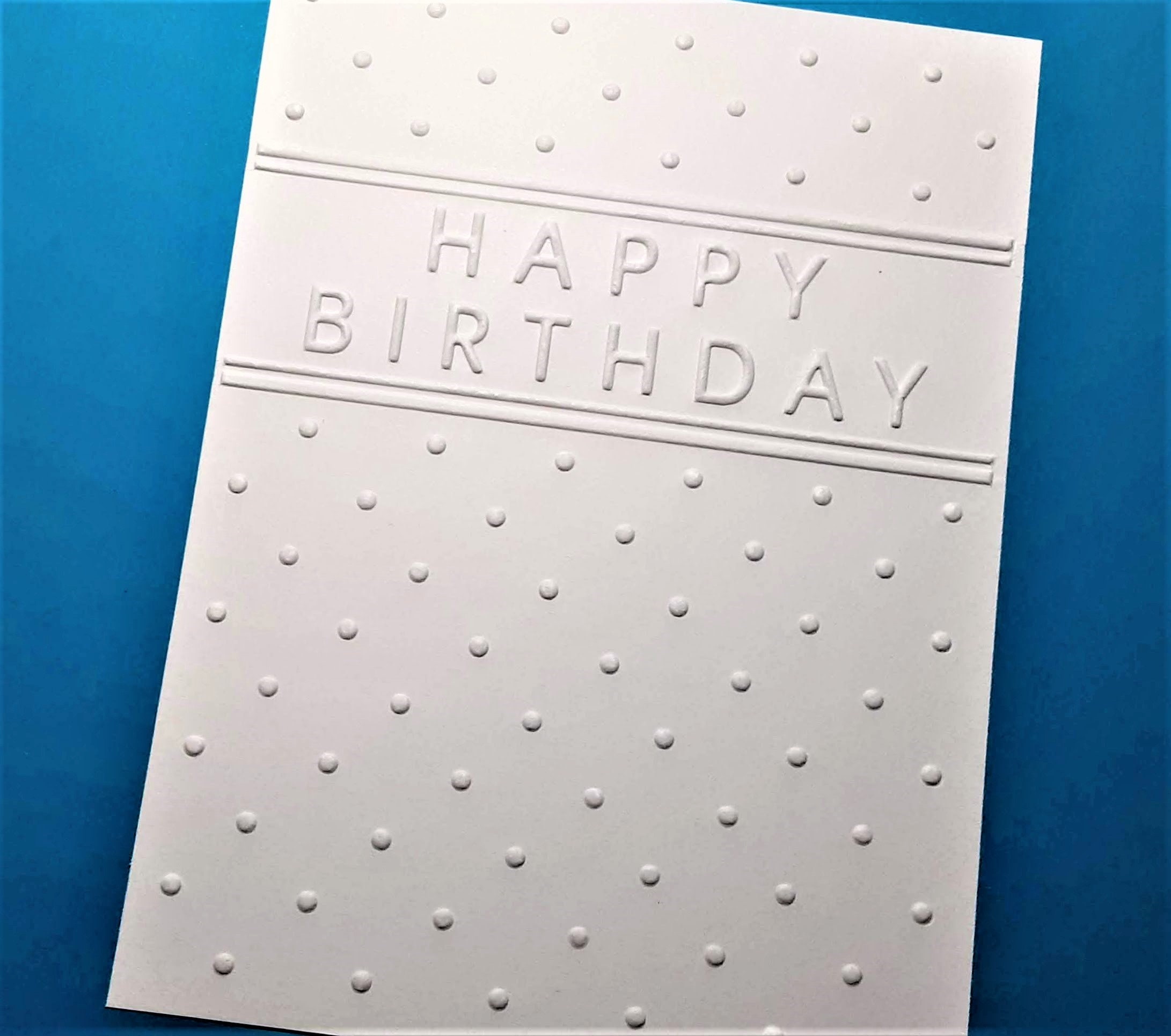 Embossed Happy Birthday Card Front, Card Topper, Cardstock Paper Sheet ...