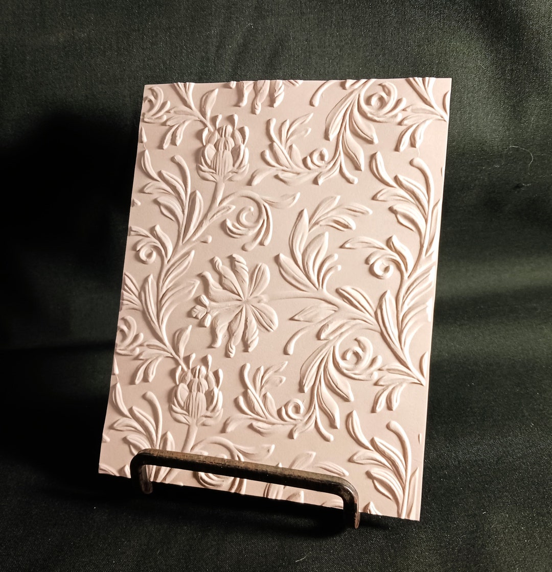 8 Embossed Blush Botanical Card Front, Card Topper, Cardstock Paper ...