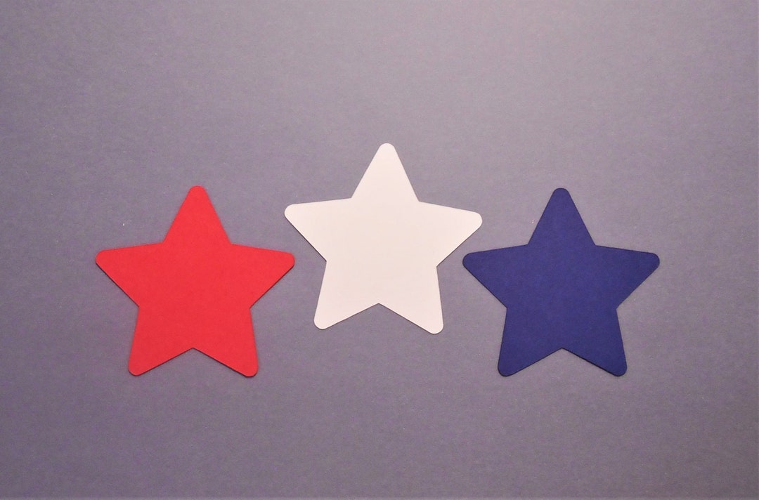 48 2 Paper Star Die Cuts Red White & Blue Stars Craft Scrapbook Card ...