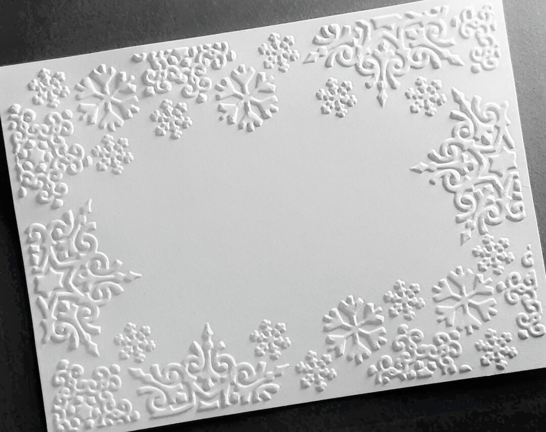 8 Embossed Snowflake Border Card Front, Card Topper, Winter Season ...