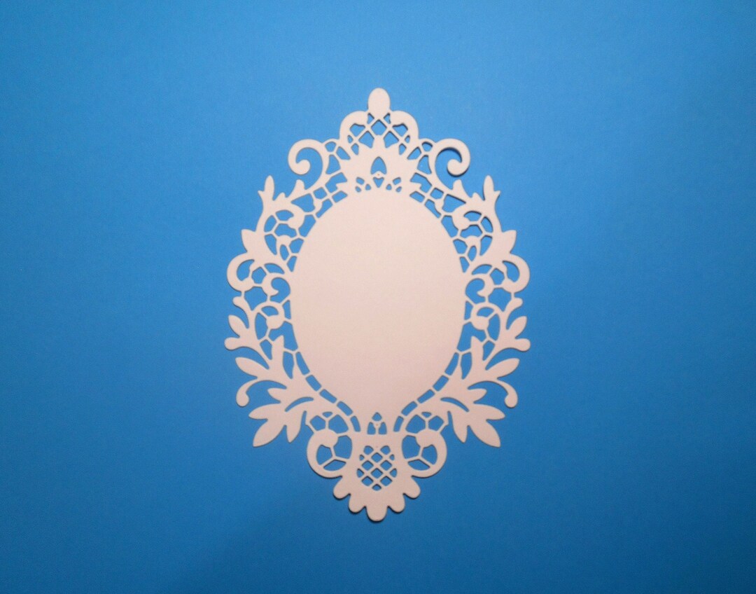 5 White Damask Flourish Lace Paper Die Cut Card Front, Card Topper ...