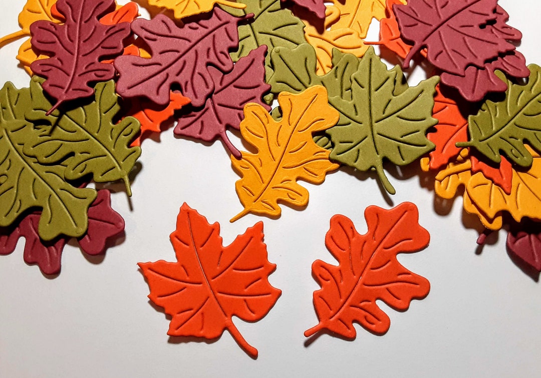 32 Veined Fall Leaf Paper Die Cuts, Fall / Thanksgiving Card Making ...