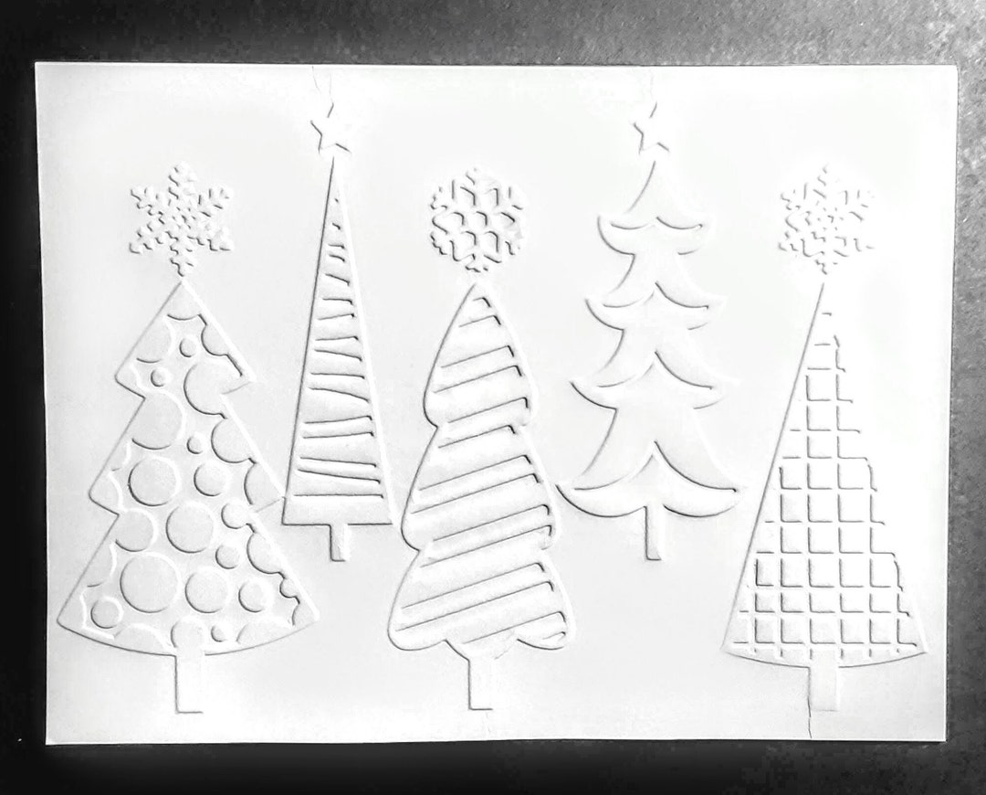 Embossed Christmas Trees Card Front, Card Topper, Cardstock Paper Sheet ...
