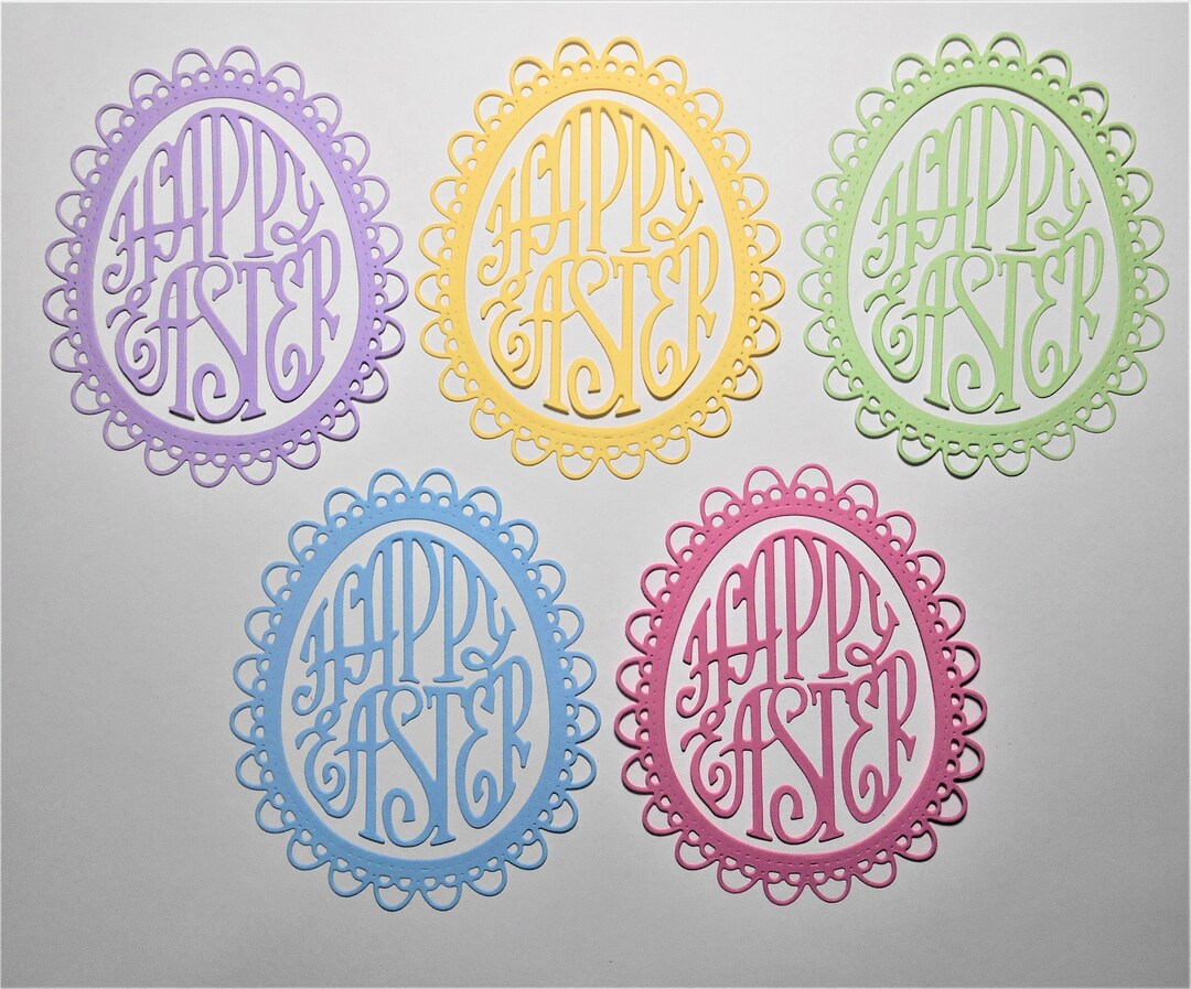 5 Large Happy Easter Scallop Egg Card Topper Paper Die Cuts - Etsy