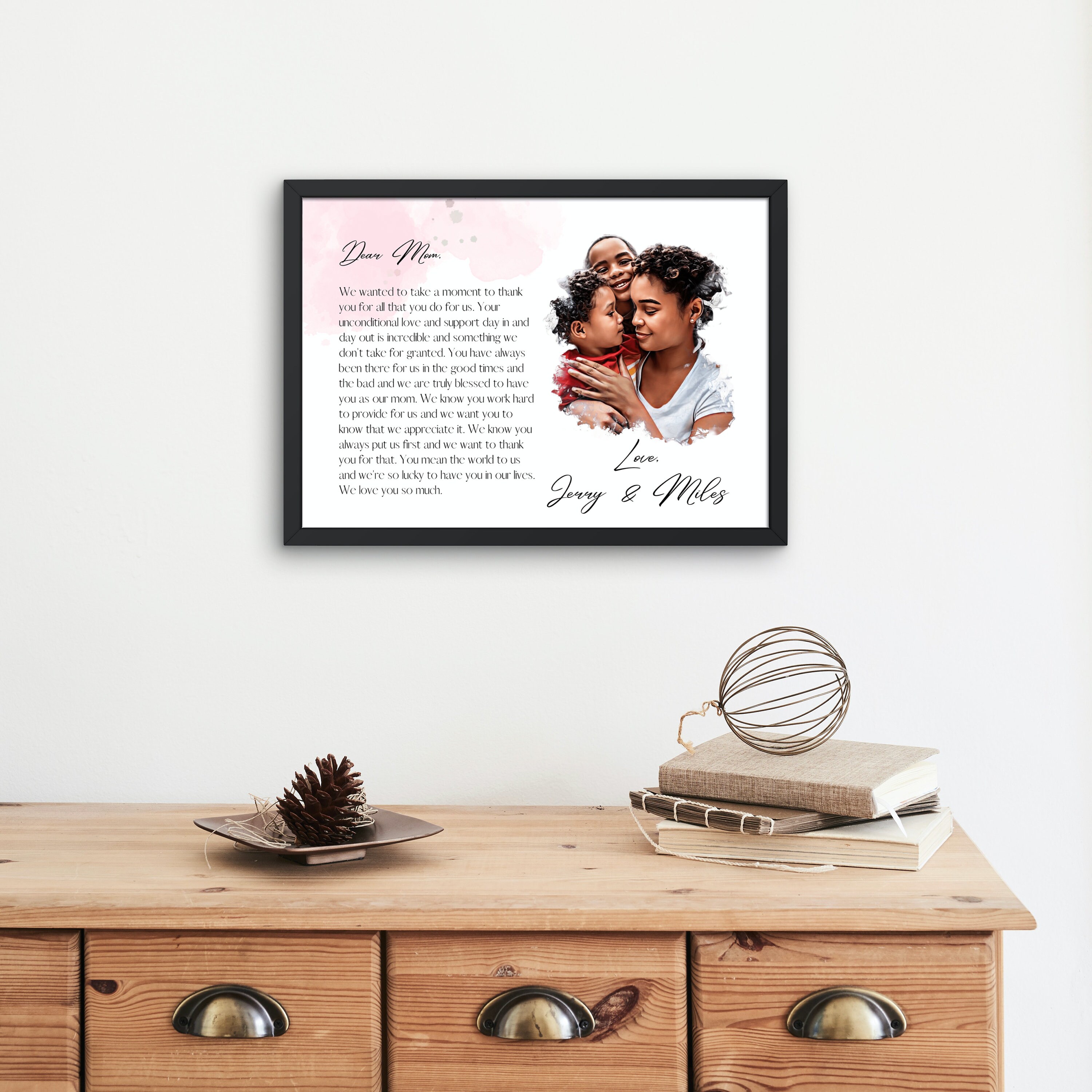 Personalized Portrait With Letter for Mom or Dad Digital Portrait With ...