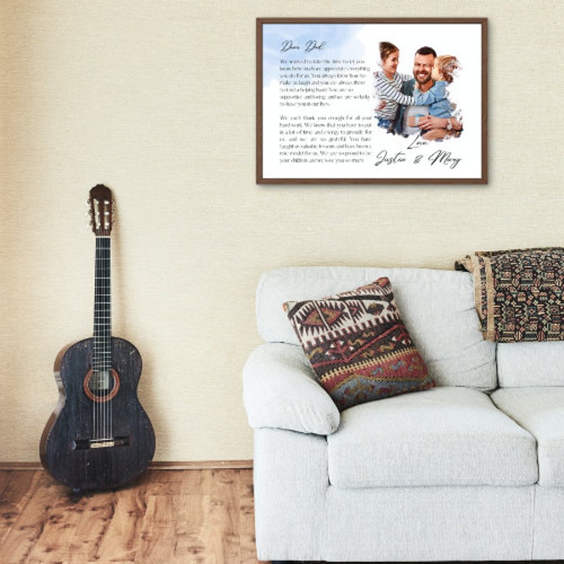 Personalized Portrait With Letter for Mom or Dad Digital Portrait With ...