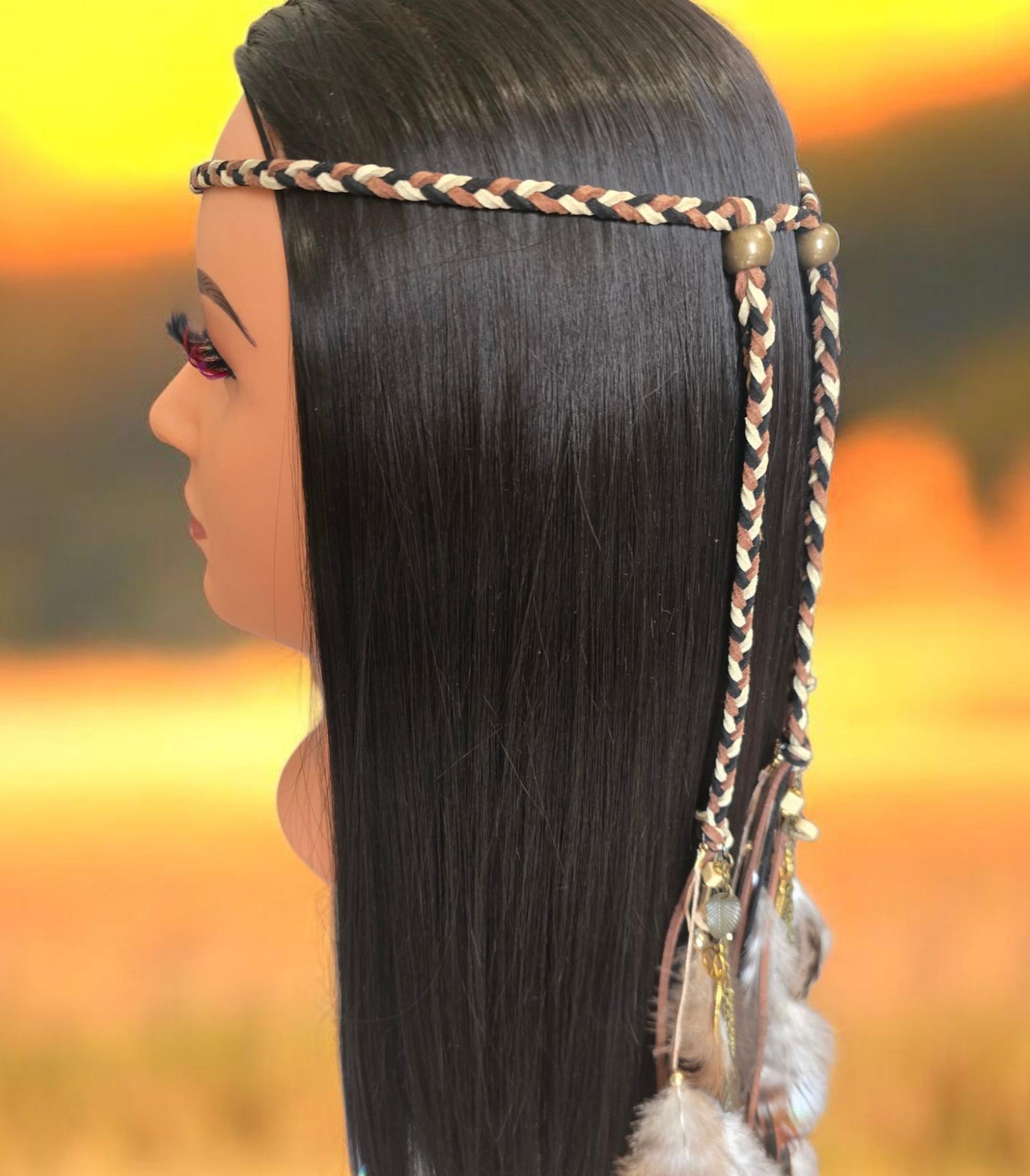 Boho Feather Headband, Braided Feather Hair Piece, Feather Head Band ...