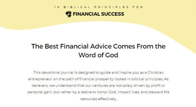 10 Biblical Principles for Financial Success Devotional Journal ...
