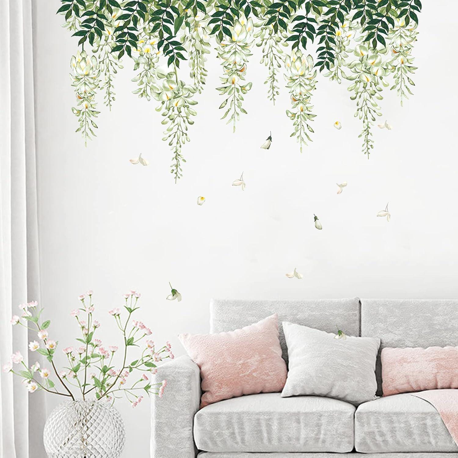 Wisteria Flower Wall Stickers/decals, Living Room Wall Decor, White ...