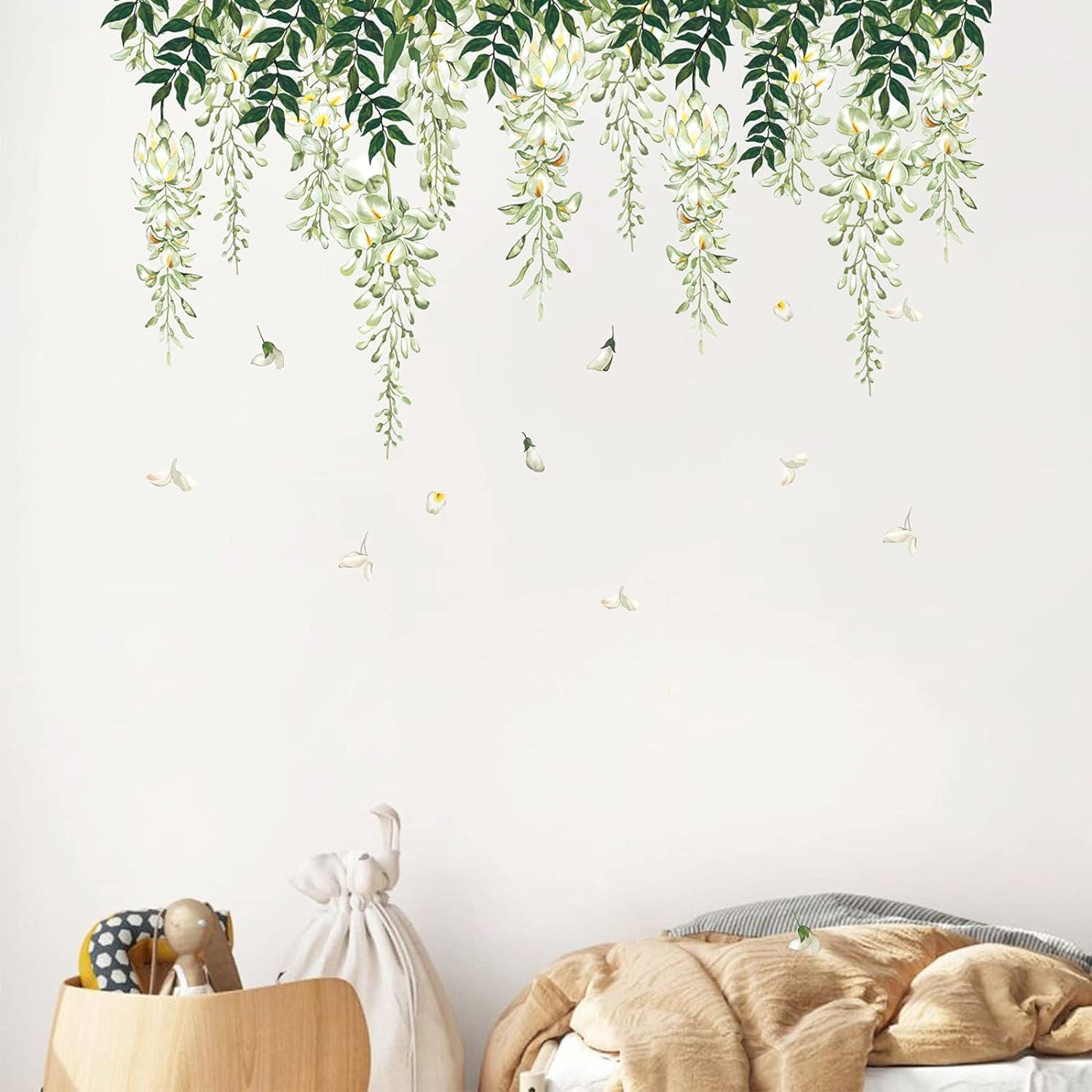 Wisteria Flower Wall Stickers/decals, Living Room Wall Decor, White ...