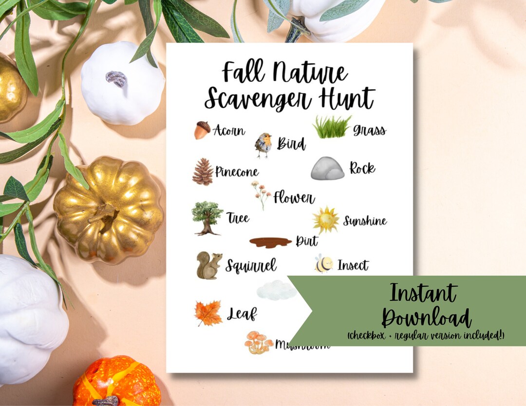Fall Scavenger Hunt Fall Family Game Nature Scavenger Hunt - Etsy