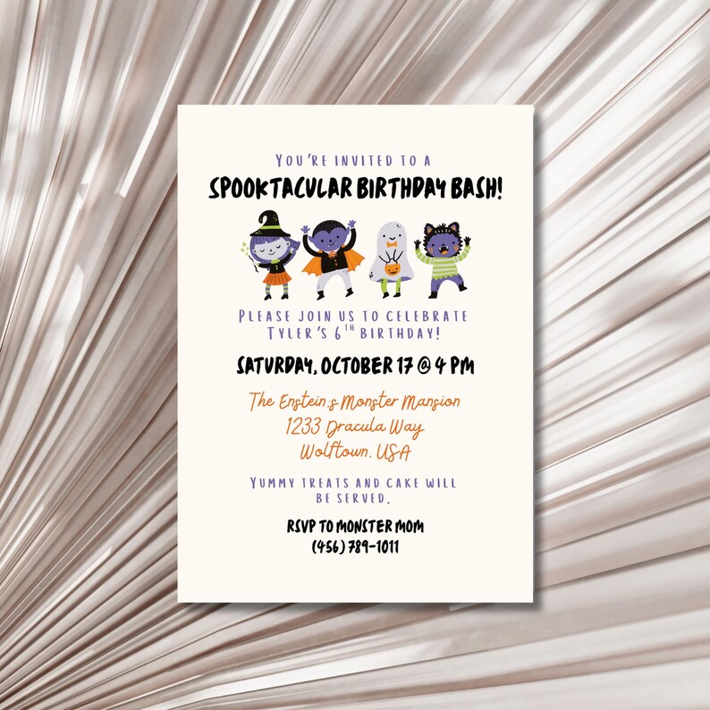 Spooktacular Birthday Invitation: Halloween Party, Neutral Theme (PDF ...