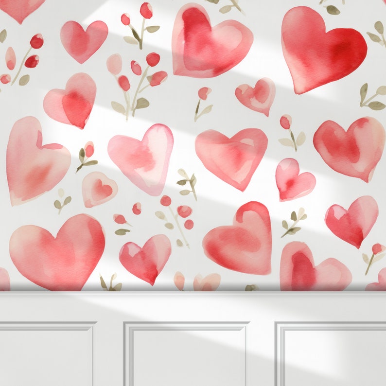 Hearts Aflutter Valentine's Day Patterns | Watercolor Repeatable Set ...