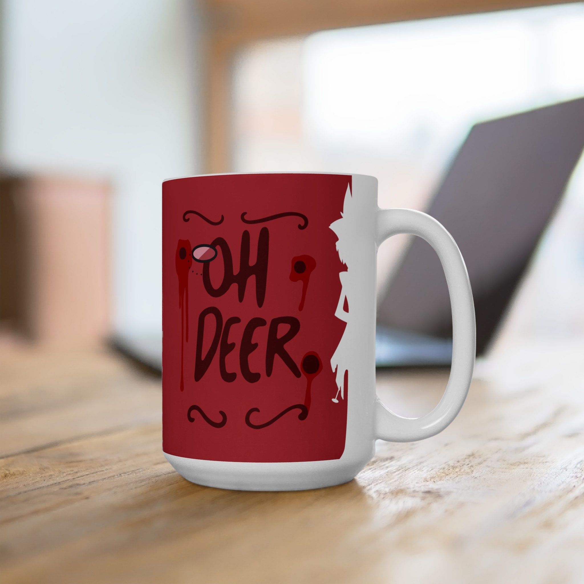 OH DEER Alastor Latte Mug Hazbin Hotel Drinkware Fan Art - Etsy UK