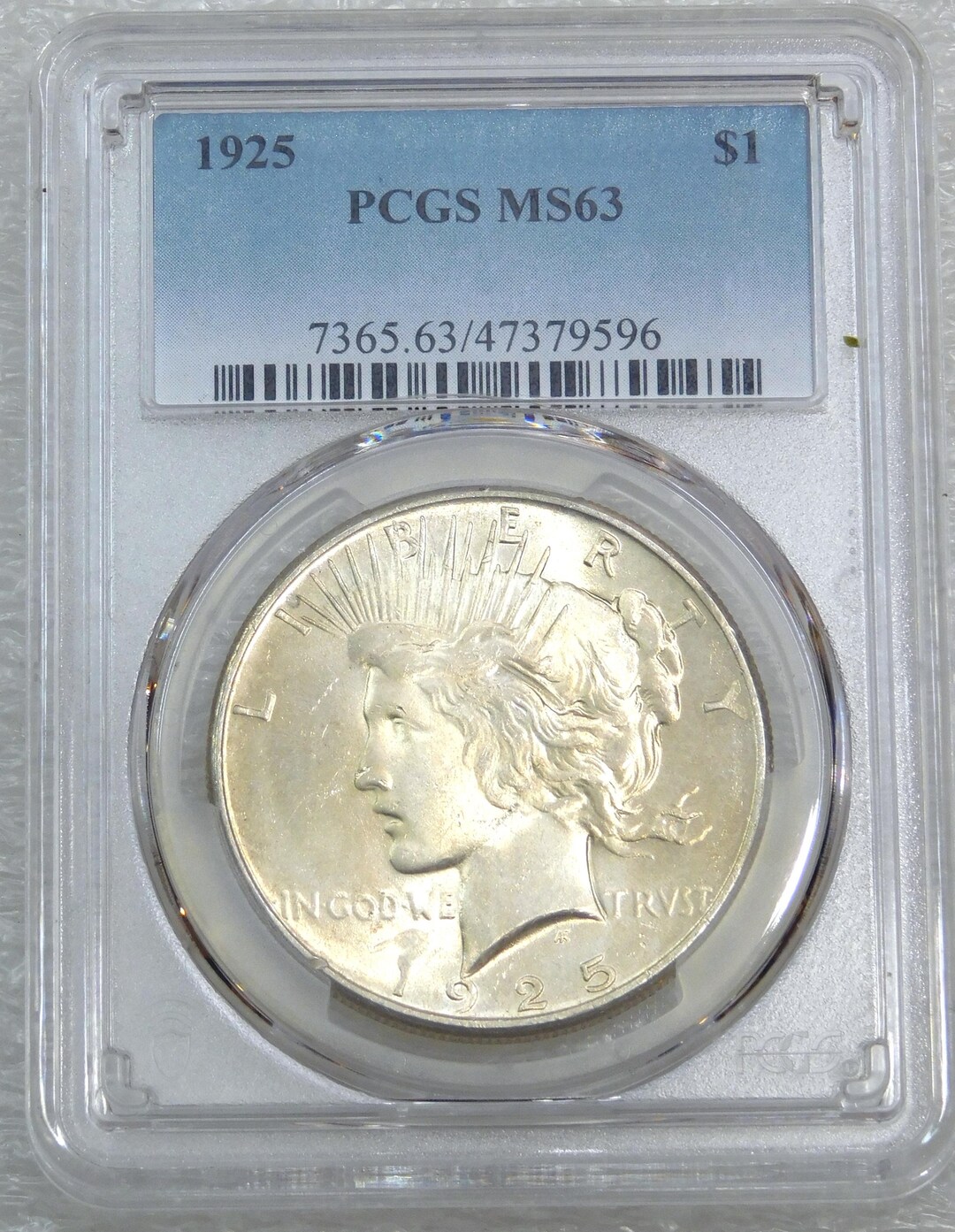 1925 Peace Silver Dollar PCGS Certified + Graded MS63 Bright Satiny ...