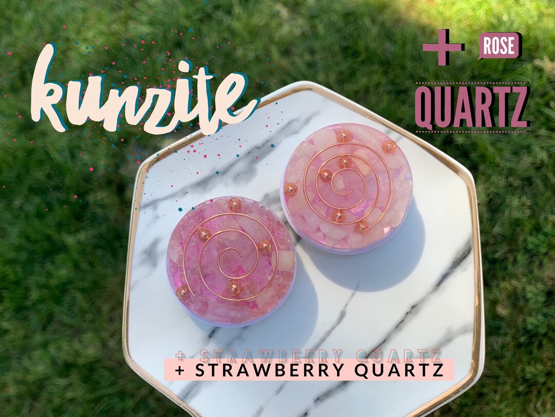 Kunzite & Strawberry / Rose Quartz Crystal Phone Grip / Popsocket EMF ...