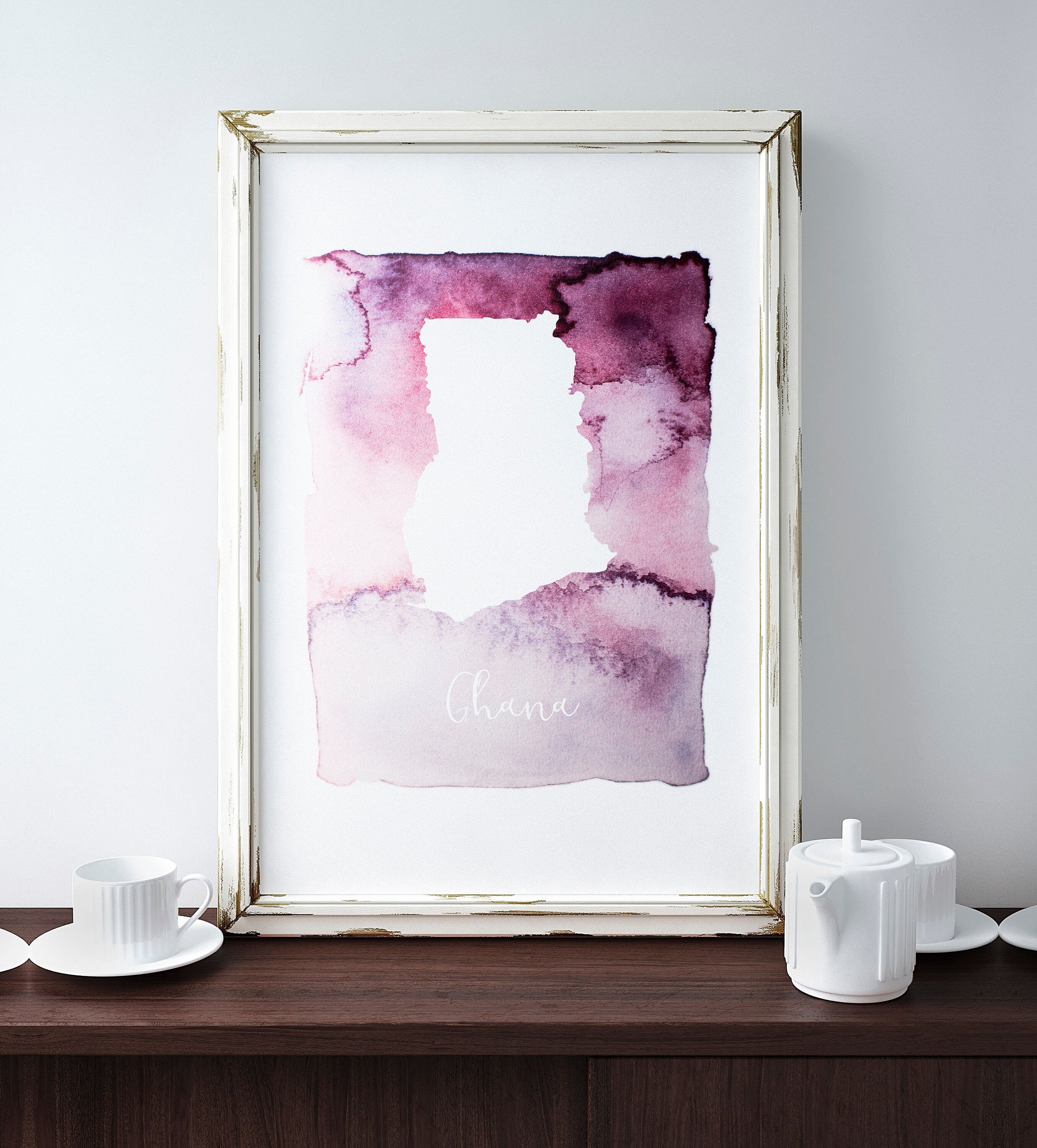 Ghana Map Colourful African Art Print Framed Large Artwork | Etsy