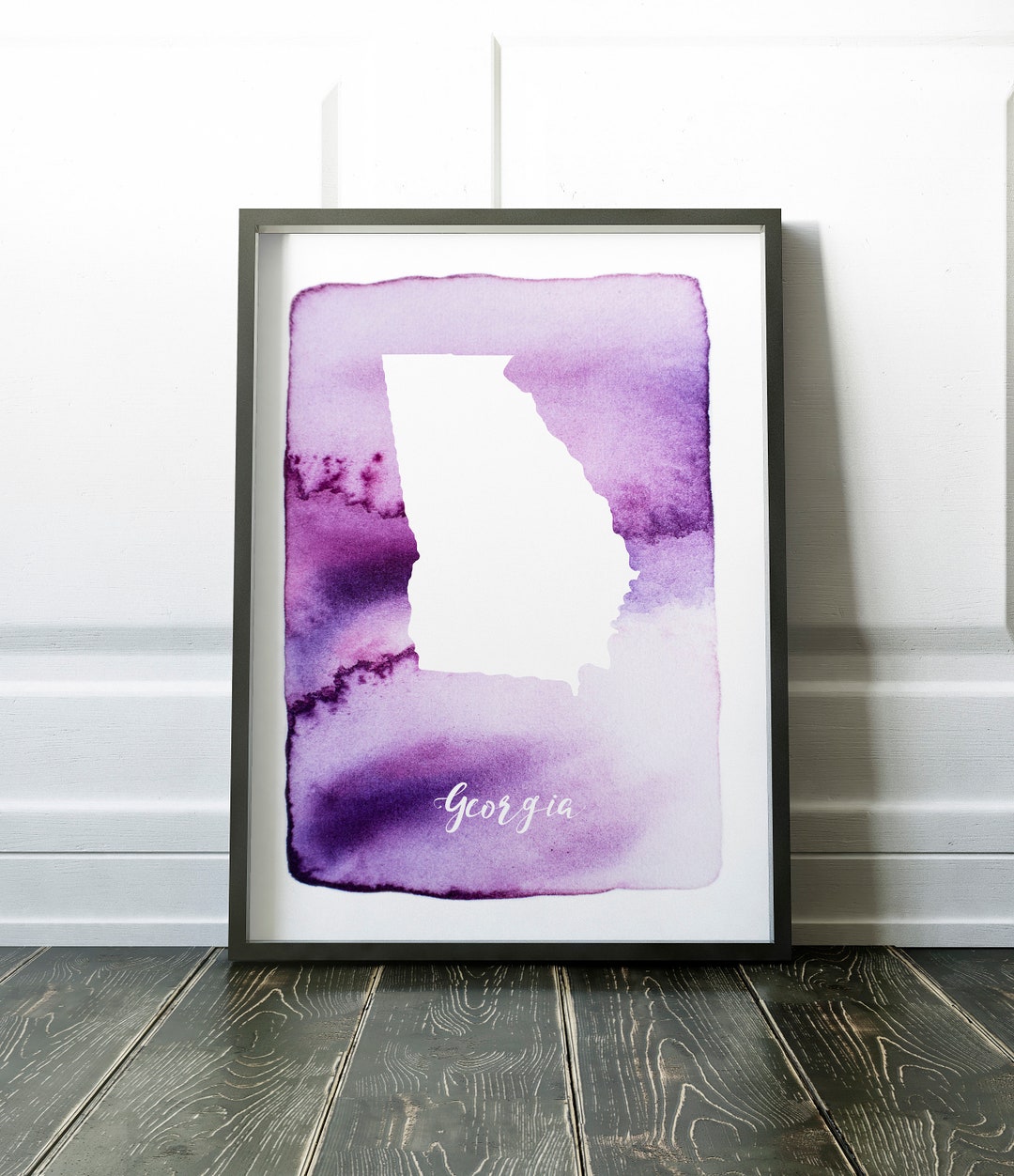 Georgia Map Silhouette Art Print, Framed Artwork, Georgia Wall Decor ...