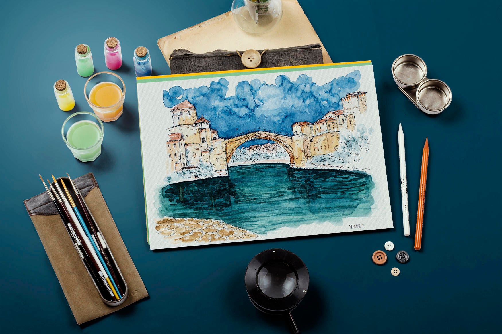 Stari Most Sketch Print Herzegovina Souvenir Mostar Art - Etsy