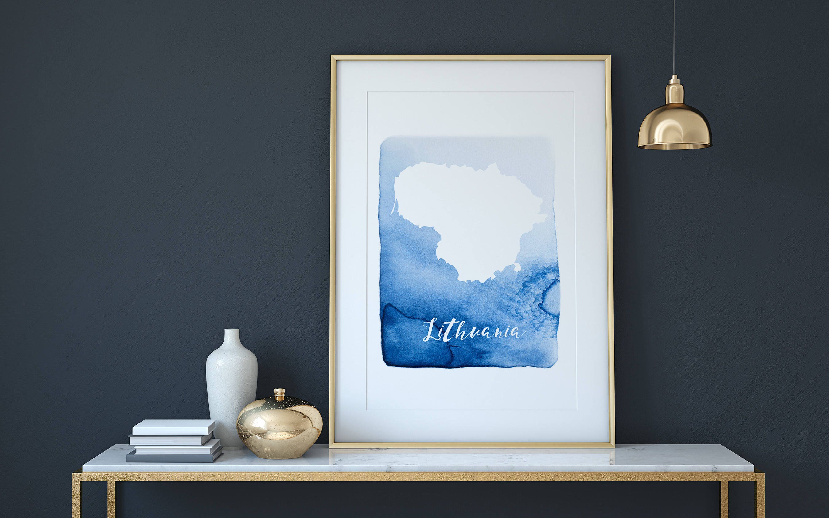 Lithuania Map Colourful Art Print Framed Large Artwork | Etsy