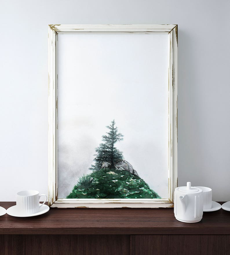 Lone Pine Tree Modern Art Print Mountain Art Large Framed - Etsy Ireland