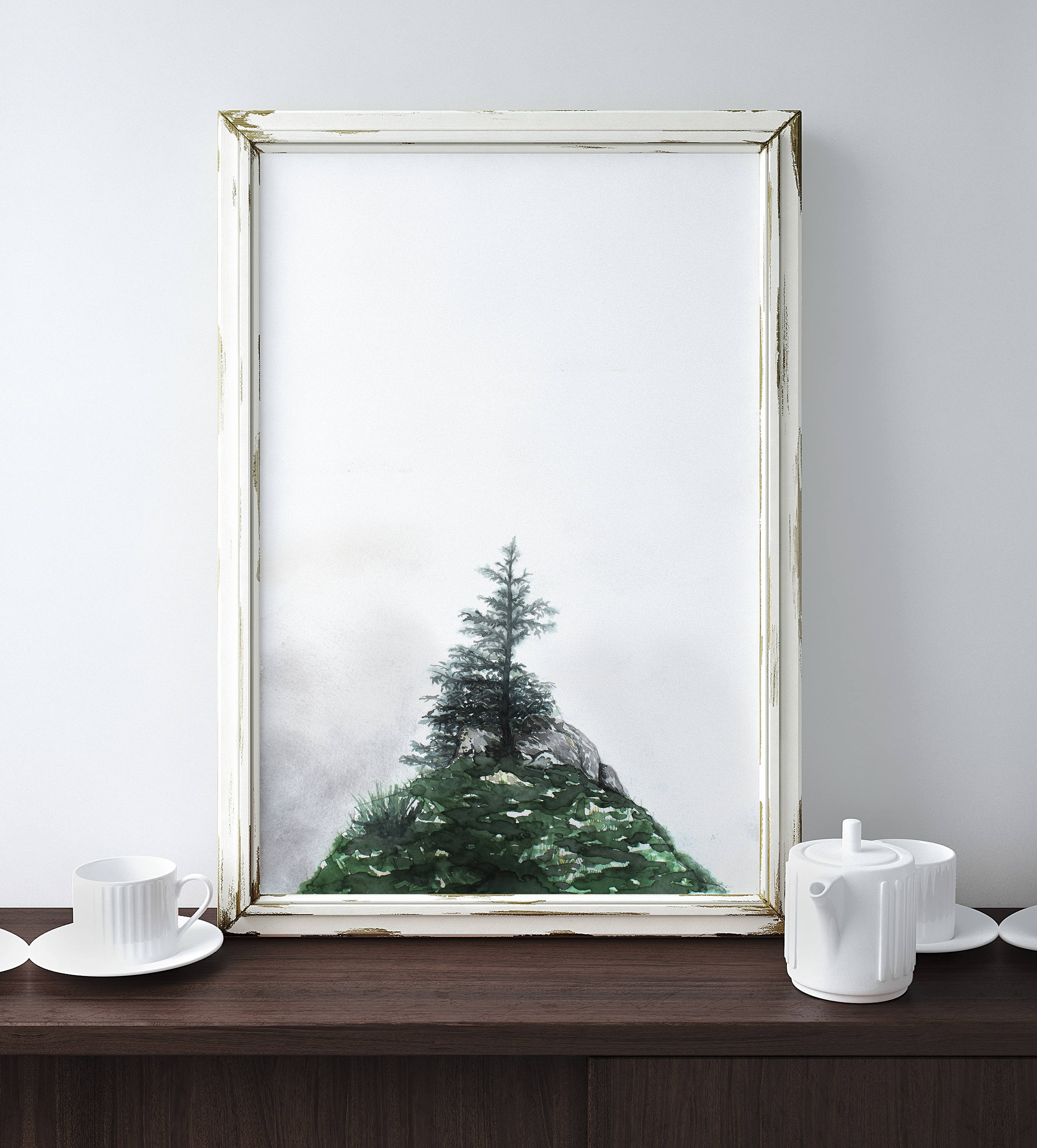 Lone Pine Tree Modern Art Print Mountain Art Large Framed | Etsy