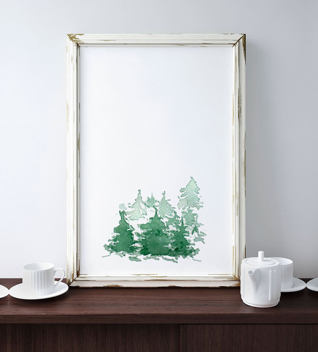 Pine Tree Art Print, Abstract Landscape, Forest Painting, Contemporary ...
