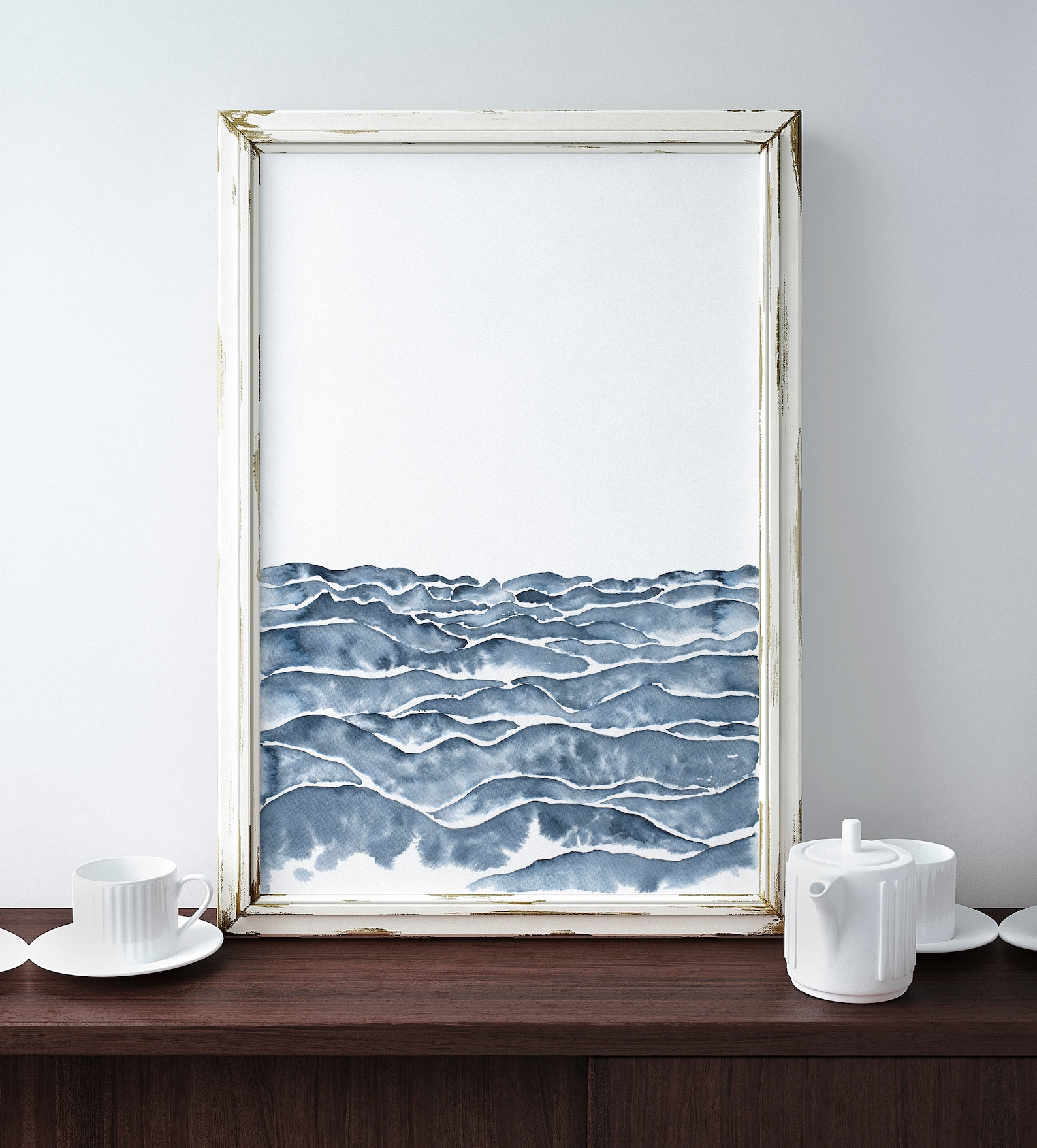 Sea Sand Painting Abstract Ocean Art Beach Decor Print Blue - Etsy